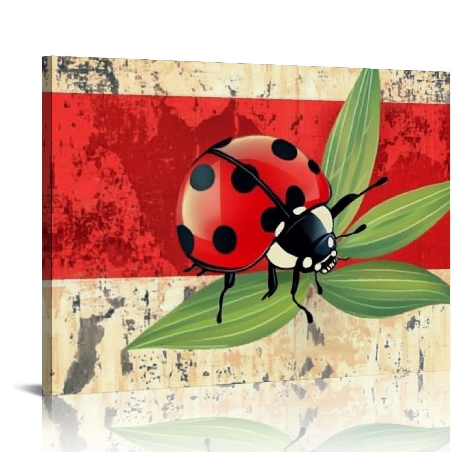 SHERONV Ladybug Leaf Wall Decor Canvas Art for Living Room Bedroom ...