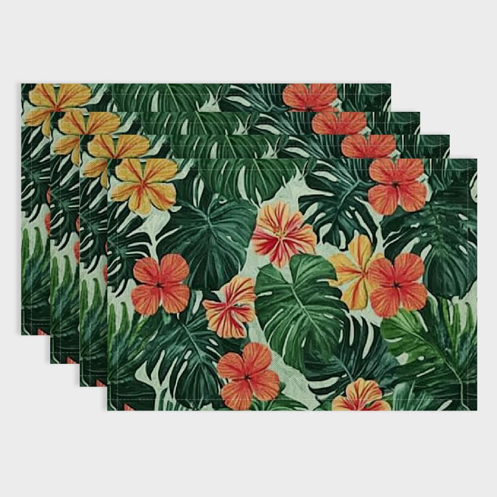 SHERONV Leaf Place Mats Set of 4, Hawaiian Summer Tropical Island ...