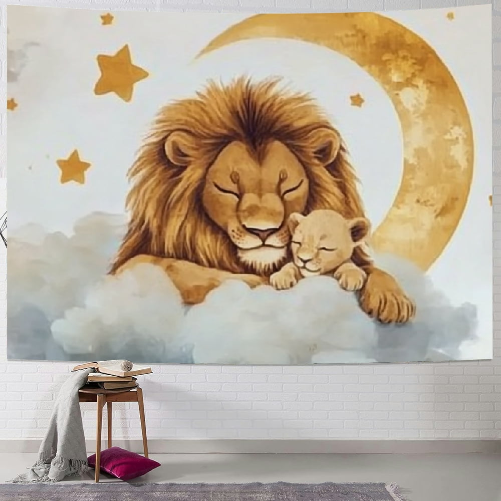 SHERONV Lion Baby Lion Tapestry Wall Hanging Unique Style Graphic ...