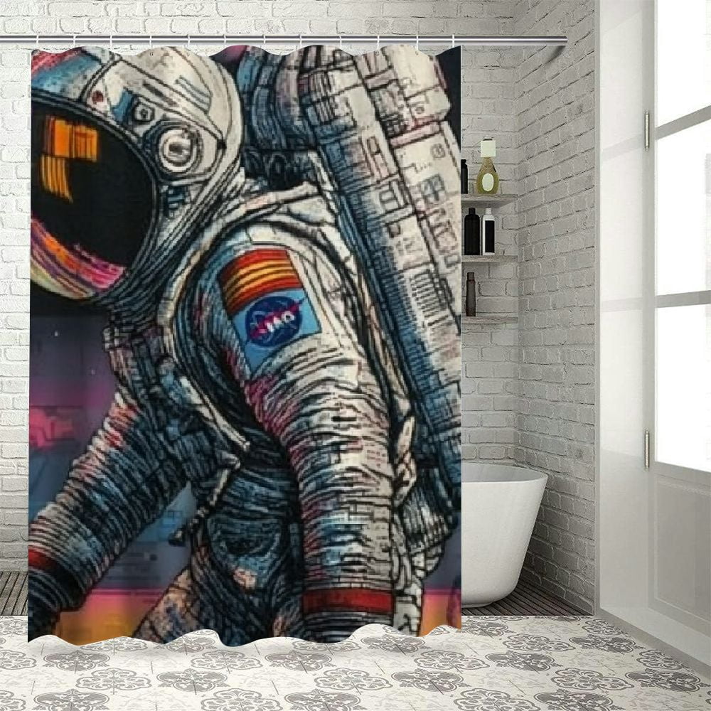 SHERONV Man Space Suit Space Shuttle Shower Curtain for Bathroom ...