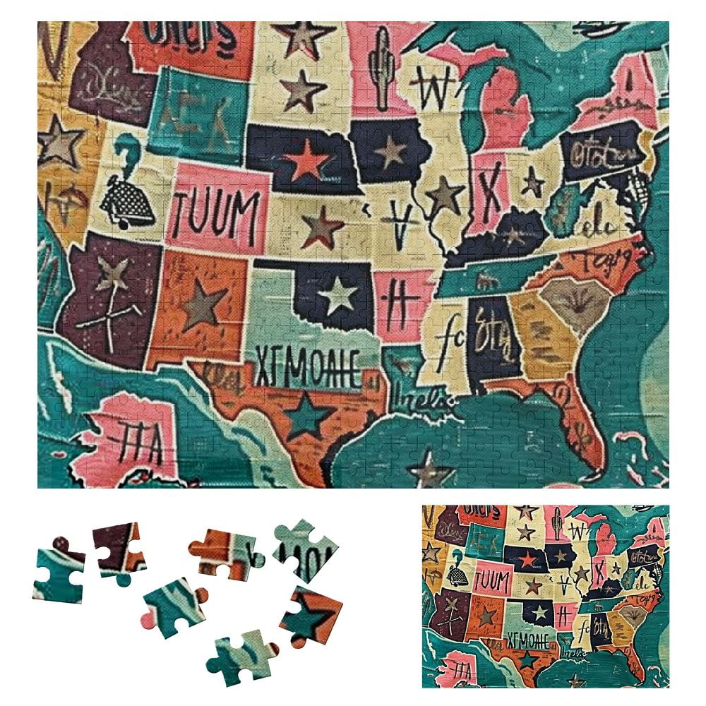 SHERONV Map States Wooden Jigsaw Puzzle Challenging Difficult Wood ...