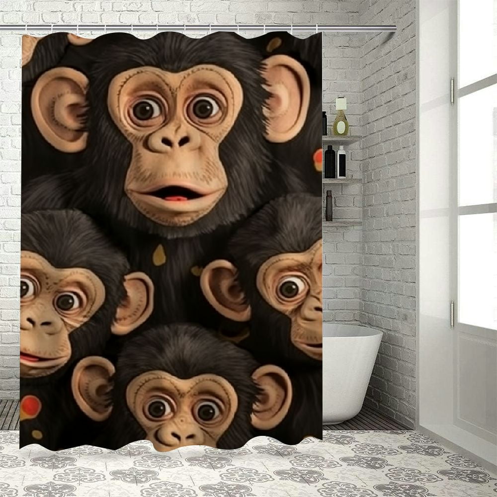 SHERONV Monkeys Facial Expressions Hearts Bathroom Decor Set with Hooks ...