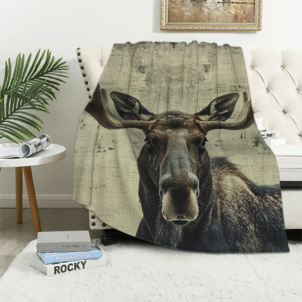 SHERONV Moose Antlers Warm Lightweight Blanket Soft Fleece Blanket for ...