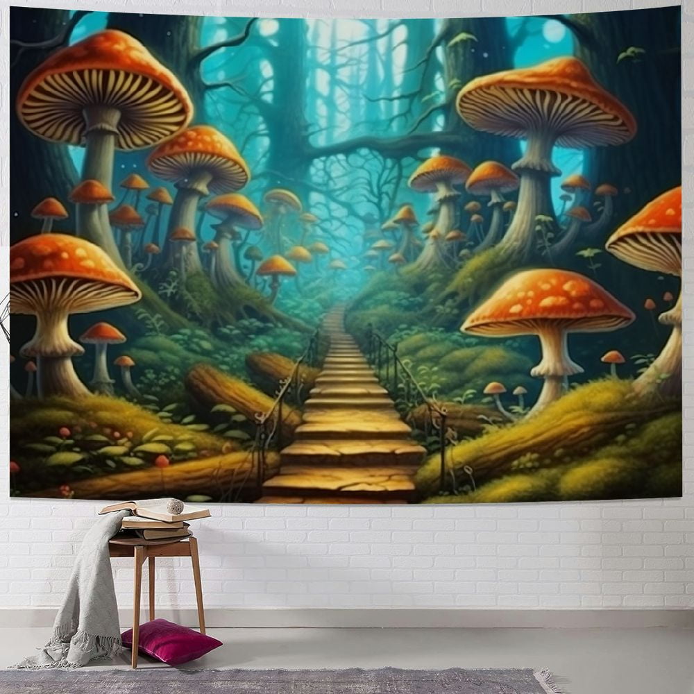 SHERONV Mushroom Tapestry Fantacy Style Enchanted Forest Wall Hanging ...