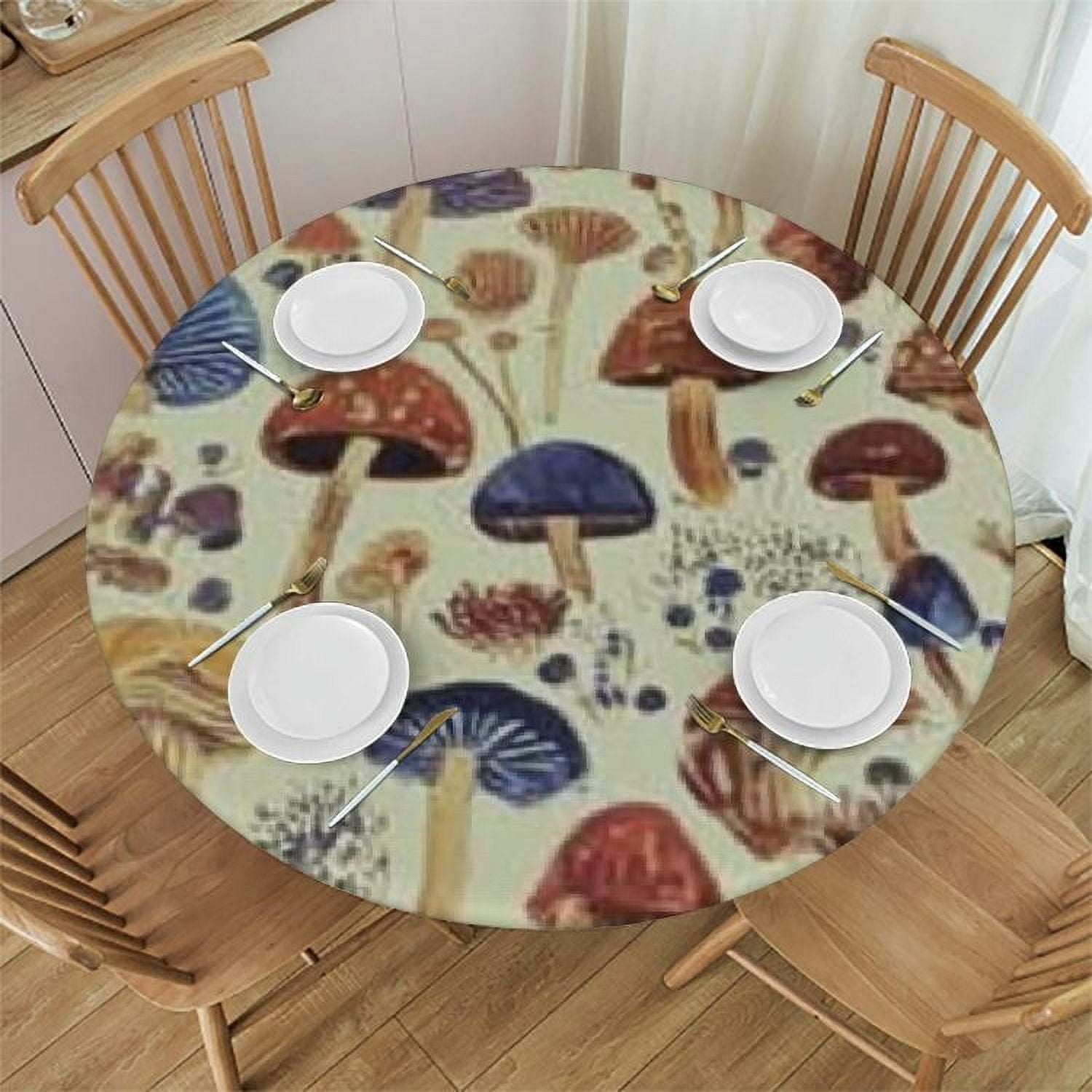 SHERONV Mushrooms Pattern Colors Round Tablecloth Stain-Resistant ...