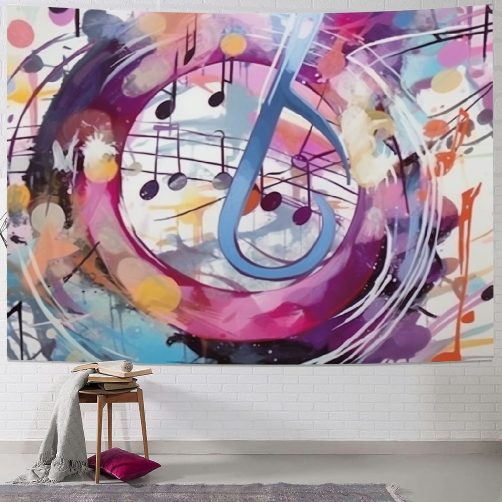SHERONV Music Notes Tapestry Wall Hanging Unique Style for Home Wall ...
