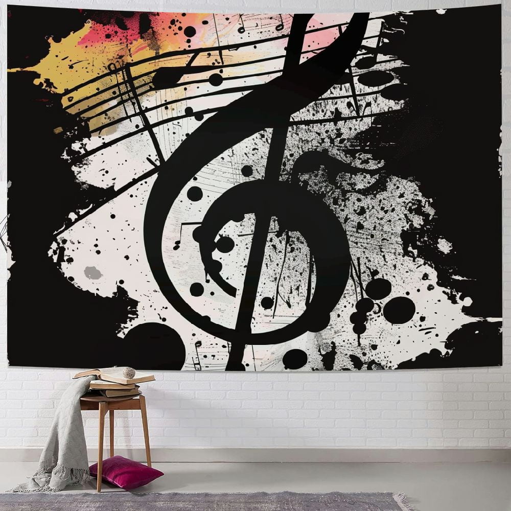 SHERONV Musical Note Paint Splatters Grunge Tapestry Wall Hanging ...