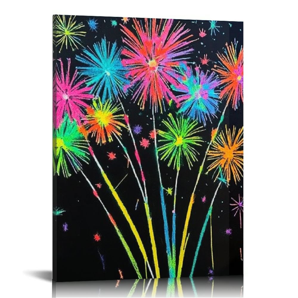 SHERONV Neon Colors Fireworks Crayon Art Fine Art Aesthetic Poster ...