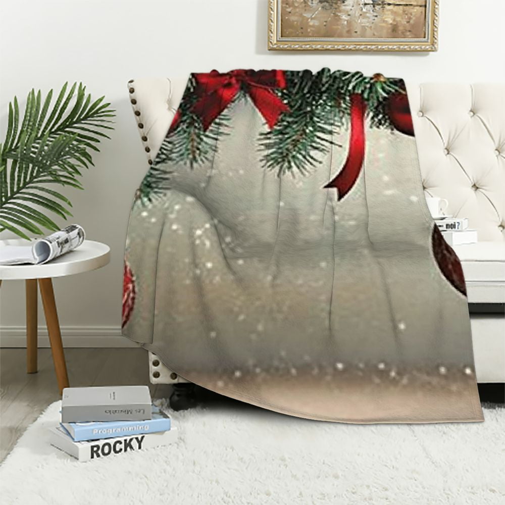 SHERONV Ornaments Ribbon Warm Lightweight Blanket Soft Fleece Blankets Throw Blanket Living ...