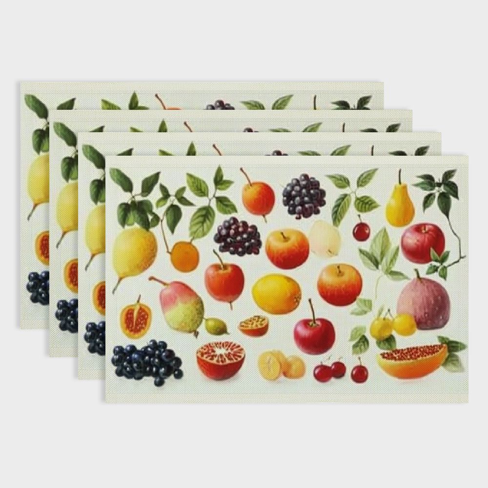 SHERONV Pack of 4 Strawberry Peach Orange Fruit Placemats Kawaii Grape ...