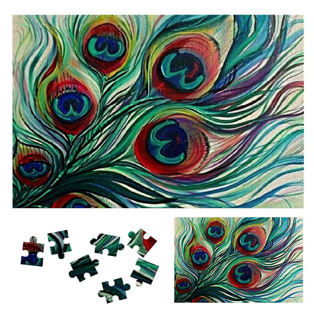 SHERONV Peacock Feather Wooden Jigsaw Puzzle Horizontal Style for ...