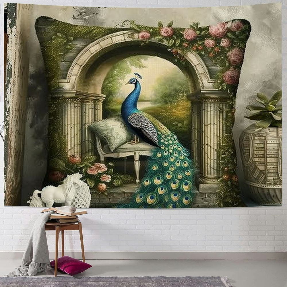 SHERONV Peacock Tapestry Wall Hanging Unique Style Home Decor Art for ...