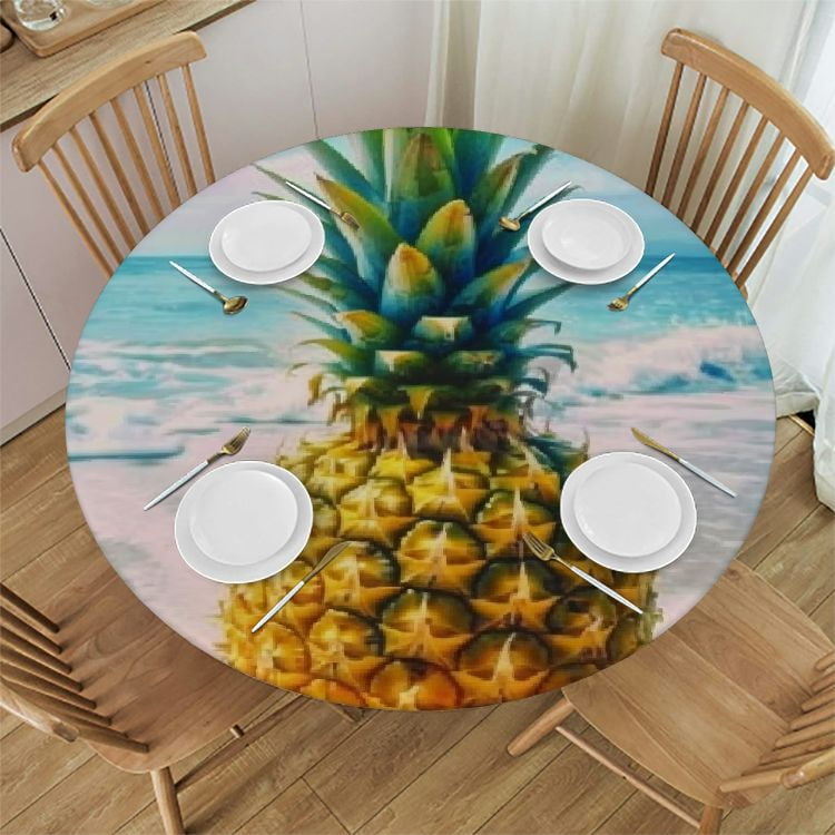 SHERONV Pineapple Beach Ocean Round Table Cover Stain Resistant ...