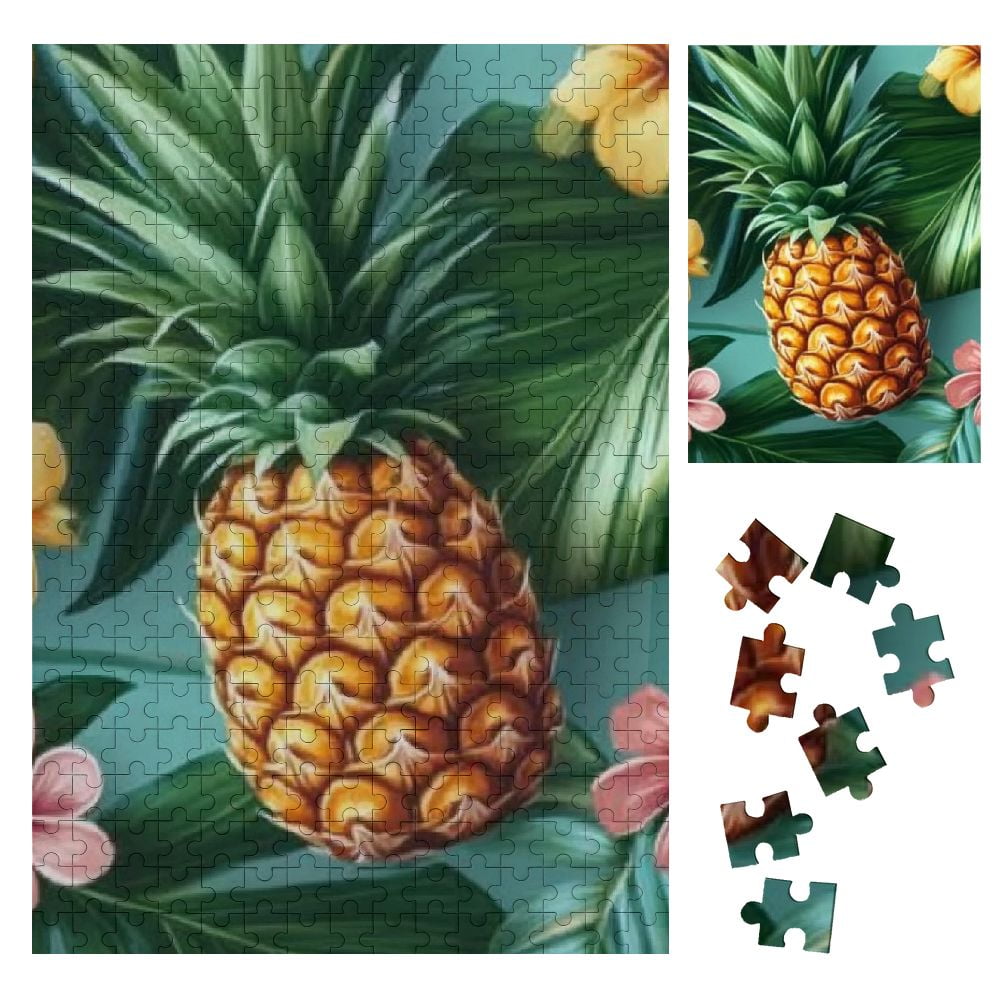 SHERONV Pineapple Flowers Leaves Wooden Jigsaw Puzzle Vertical Style ...