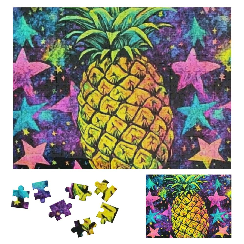 SHERONV Pineapple Stars Rainbow Wooden Jigsaw Puzzle - Family Friends ...