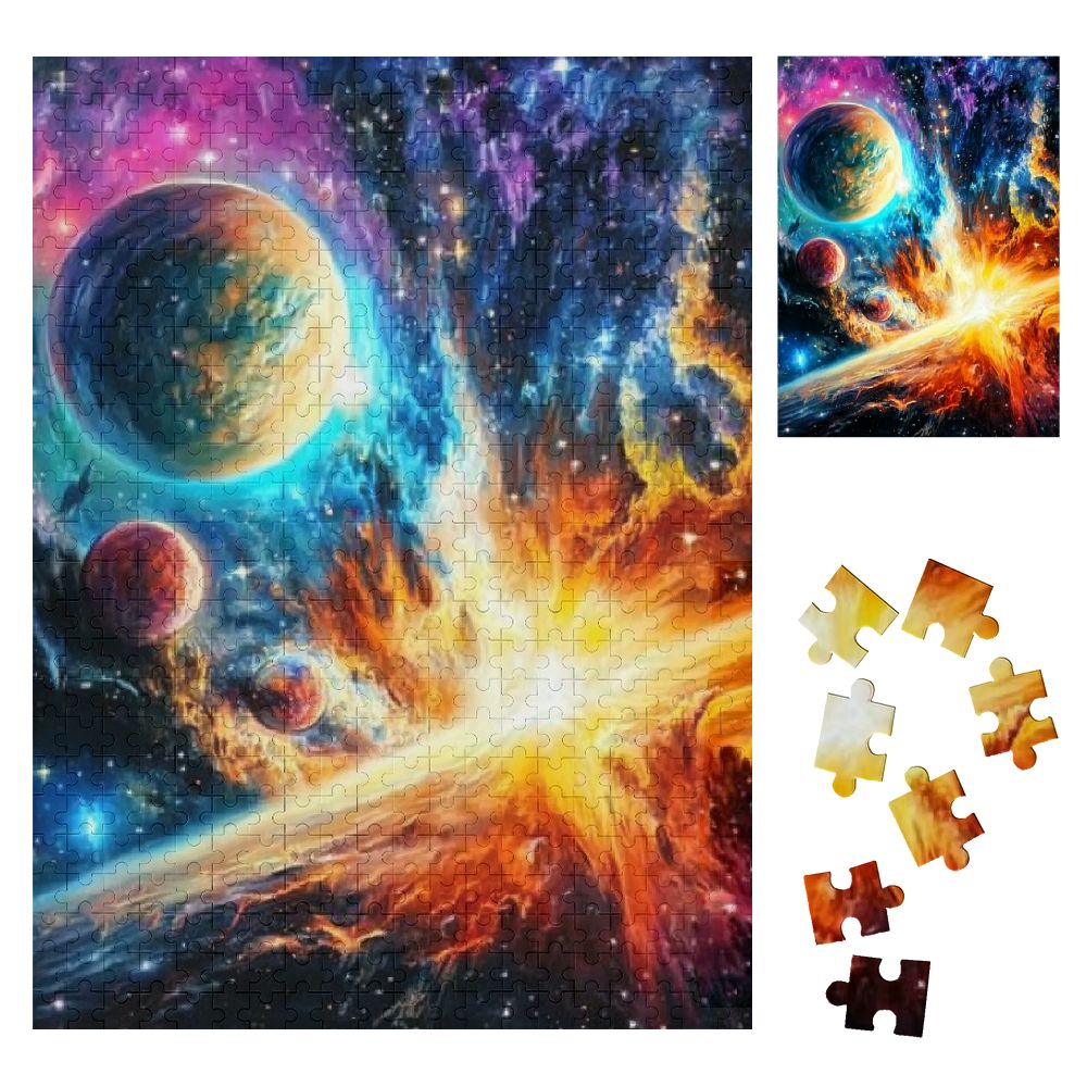 SHERONV Planets Stars Space Art Wooden Jigsaw Puzzle Vertical Style Eco ...