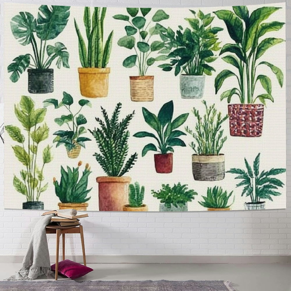 SHERONV Potted Plants Tapestry Wall Hanging Unique Style Living Room ...