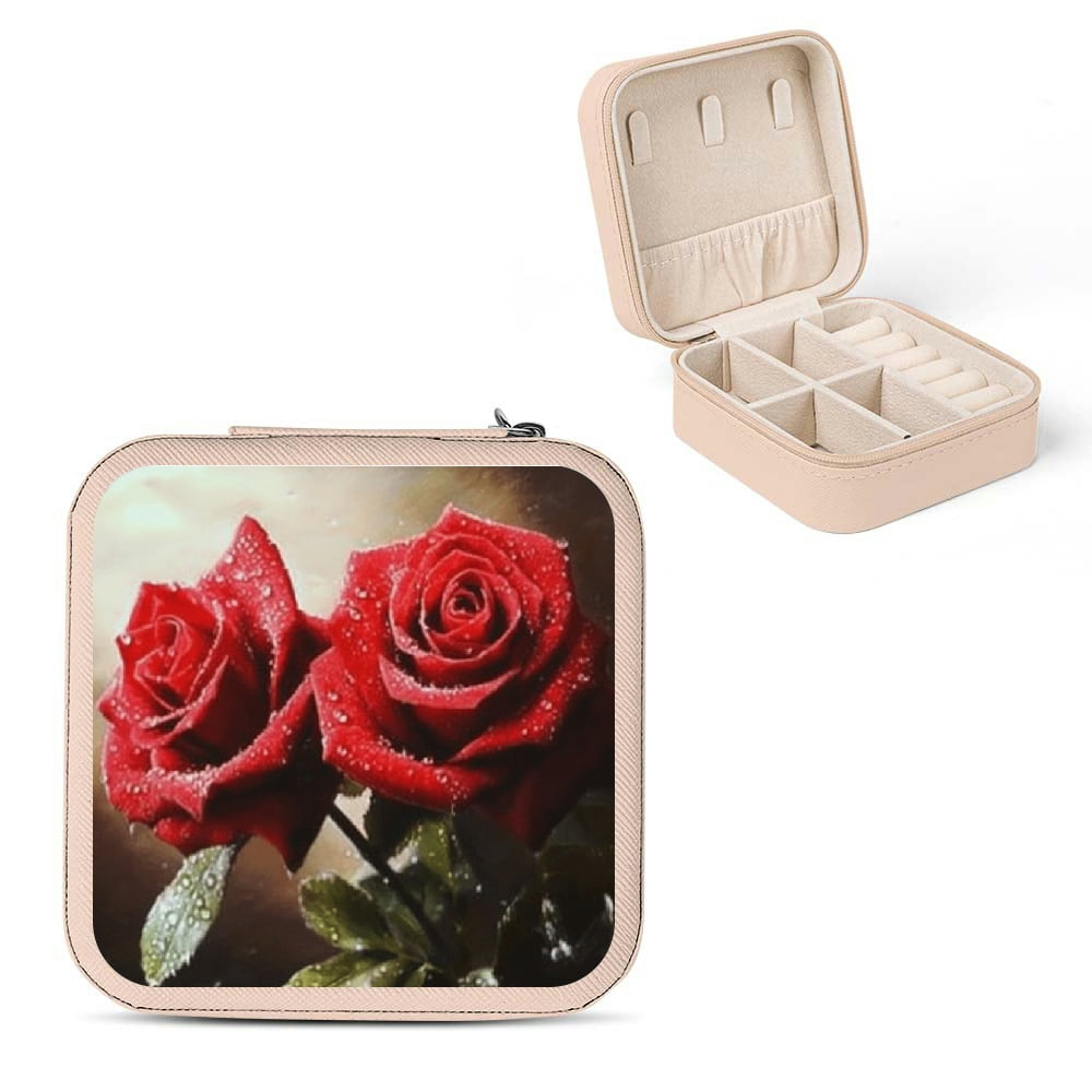 SHERONV Red Roses Water Droplets Jewelry Box for Necklace, Ring ...
