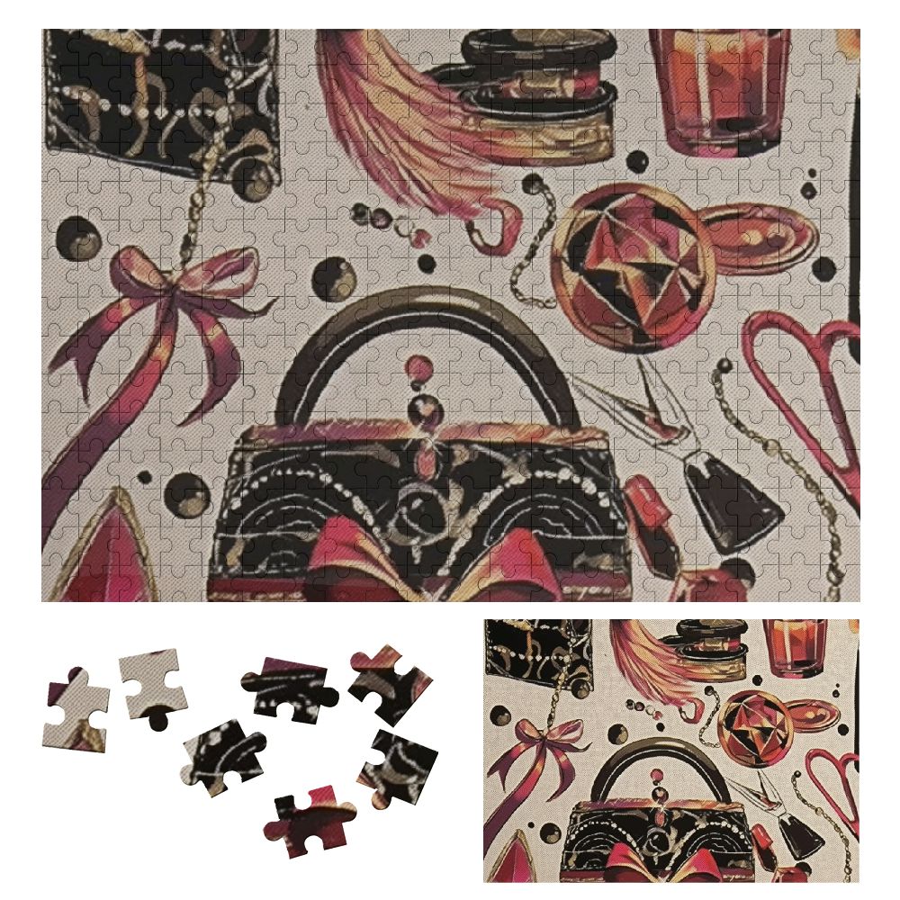SHERONV Red and Black Design Wooden Jigsaw Puzzle Challenging Difficult ...