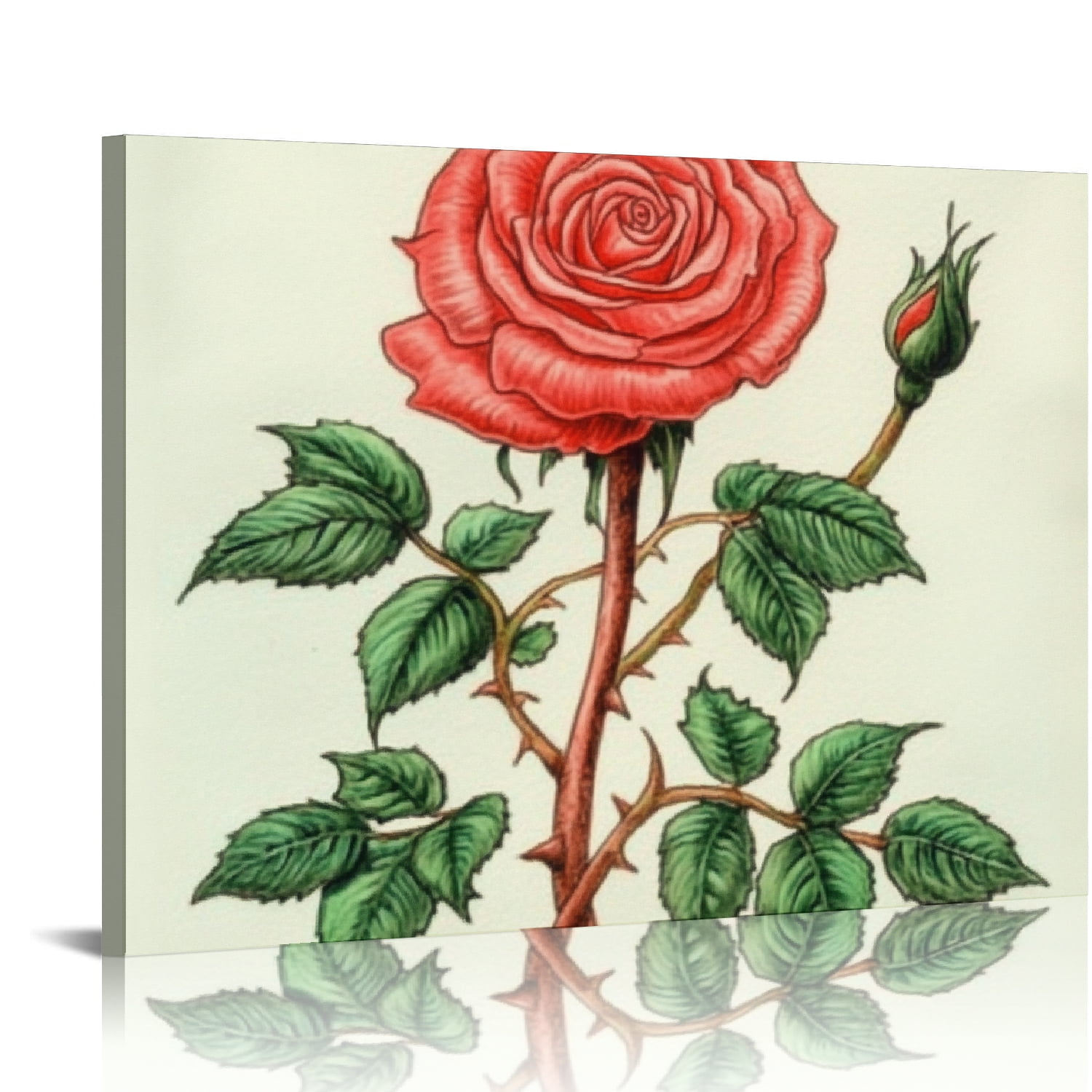 SHERONV Rose Leaves Symbolism Art Modern Canvas Prints for Living Room ...