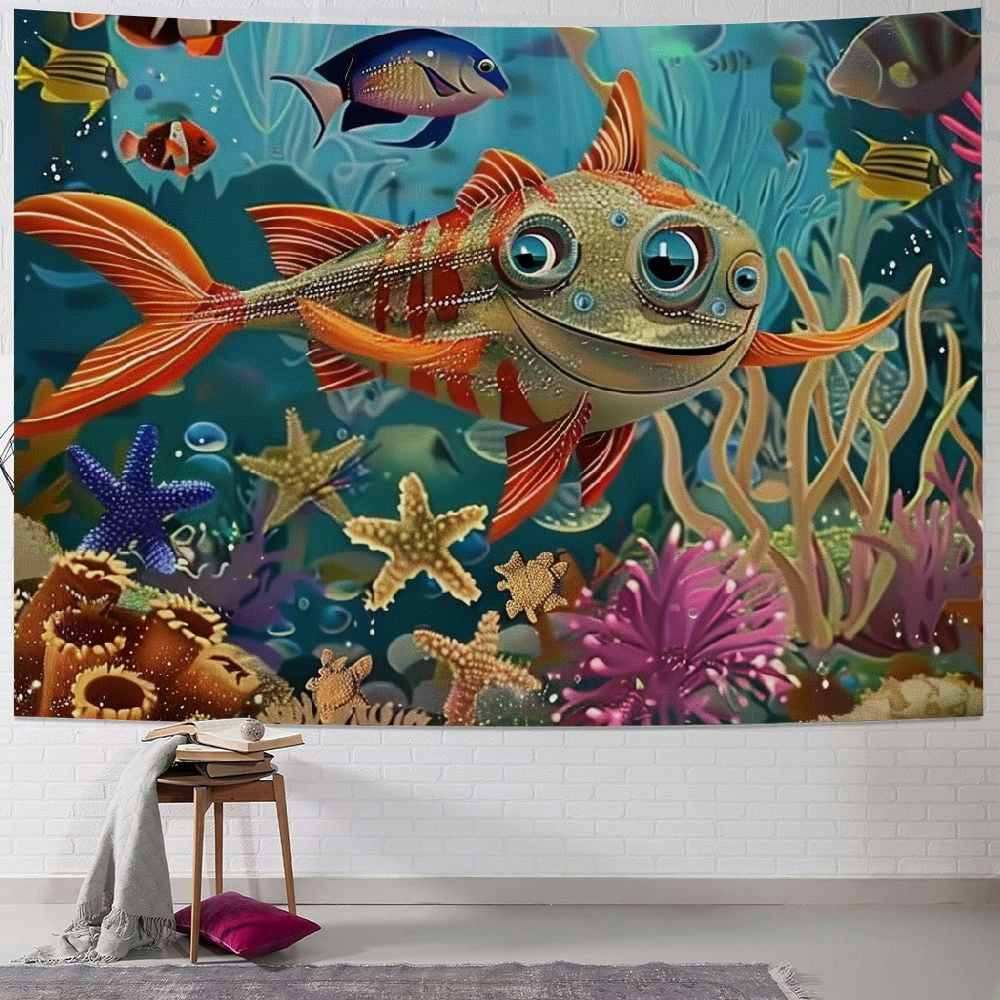 SHERONV Sea Life Tapestry Wall Hanging Unique Style Graphic Tapestries ...