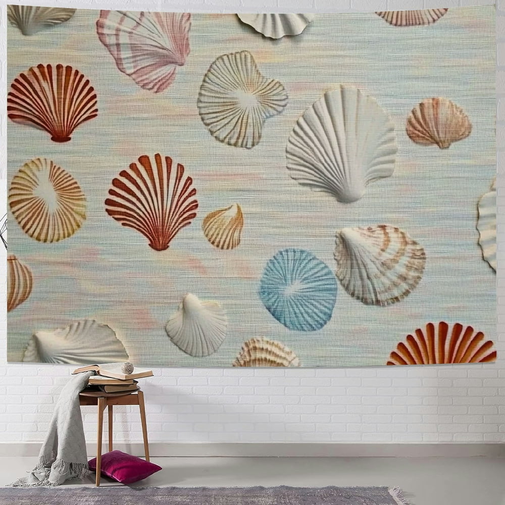 SHERONV Seashells Paper Texture Tapestry Wall Hanging Unique Style ...