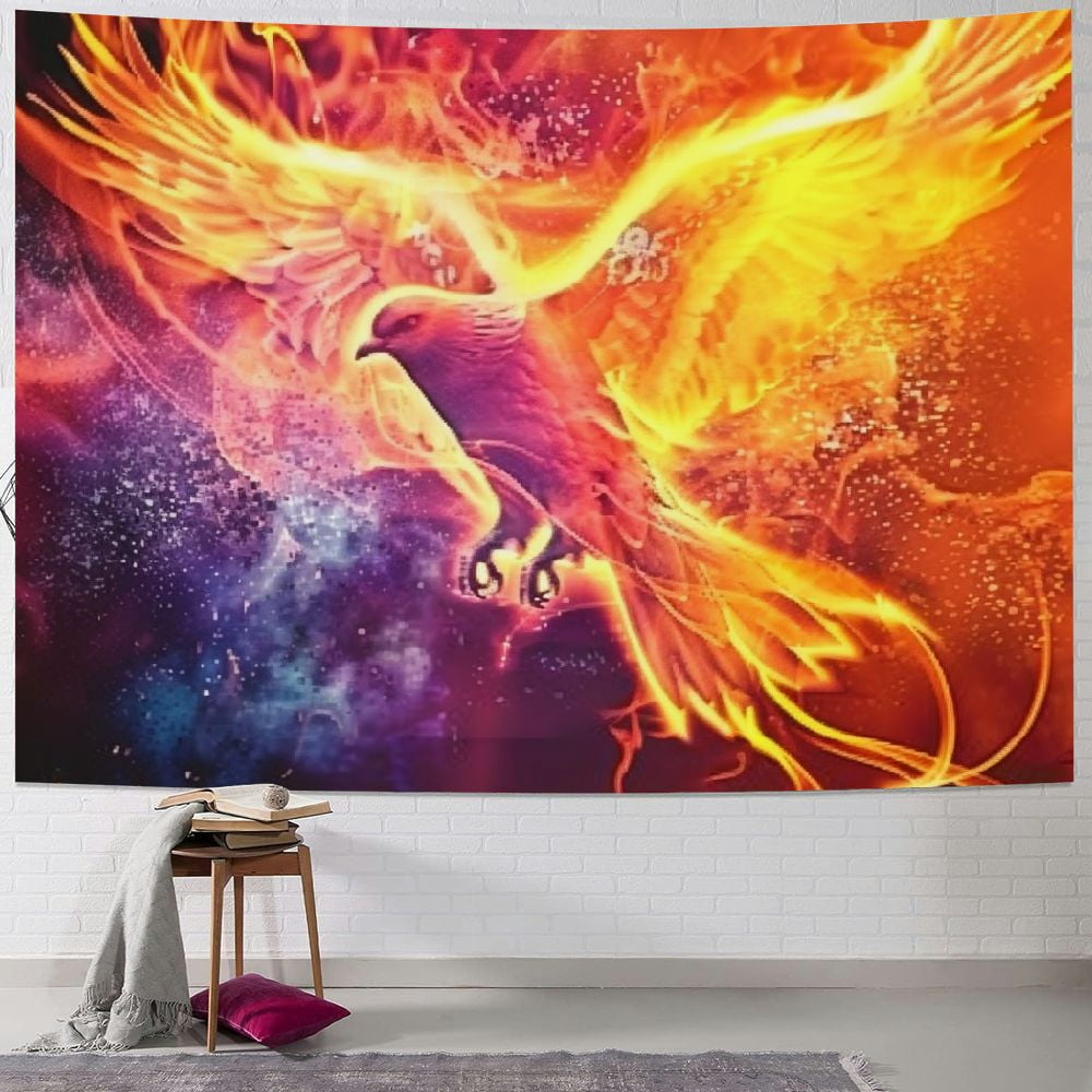 SHERONV Secular Phoenix Bird Tapestry Flame Bird Animal Flying to the ...