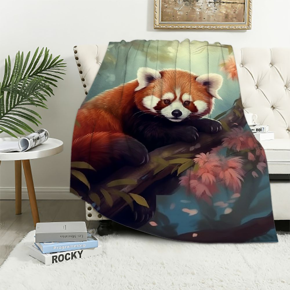 SHERONV Serene Red Panda in Forest Blanket Soft Flannel Throw Blankets ...