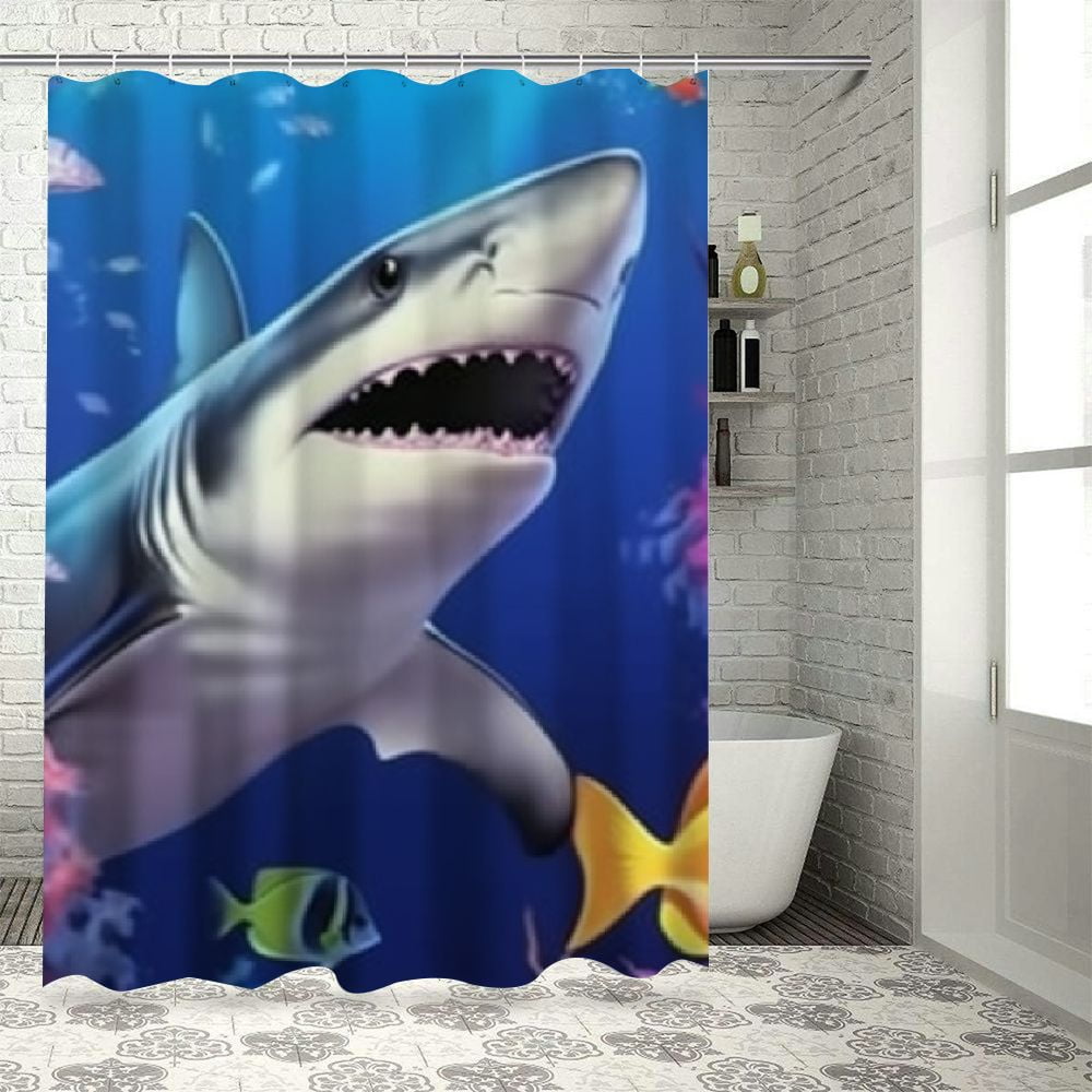 SHERONV Shark Sea Life Corals Bathroom Décor Set with Hooks 100% ...