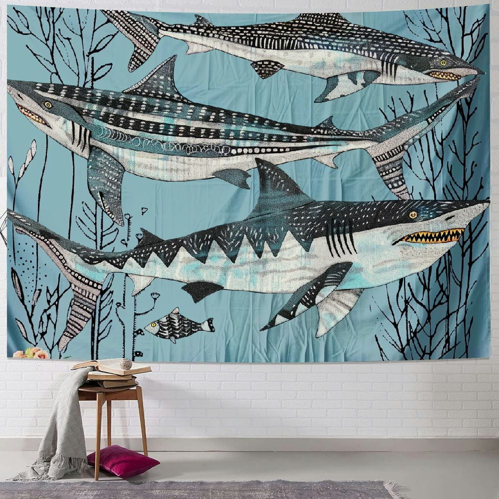 SHERONV Sharks Tapestry Wall Hanging Unique Style Graphic Tapestries ...