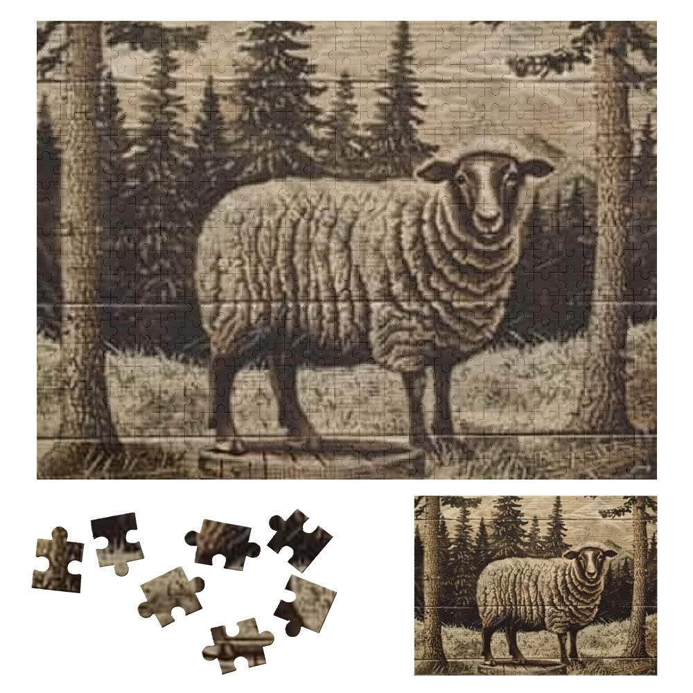 SHERONV Sheep Pine Trees Wooden Jigsaw Puzzle Challenging Difficult Wood Puzzles for Adults Gift ...
