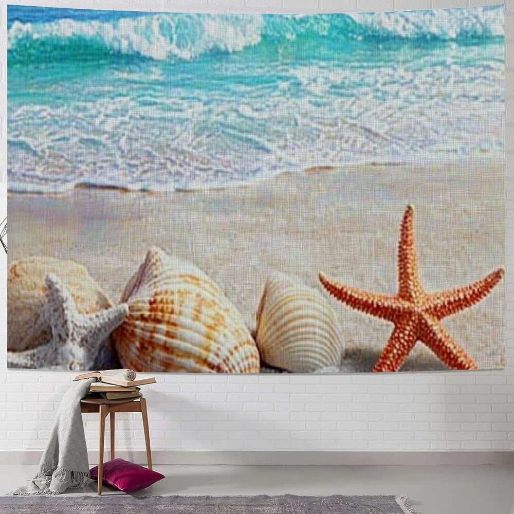 SHERONV Shells Starfish Beach Tapestry Wall Hanging Unique Style ...
