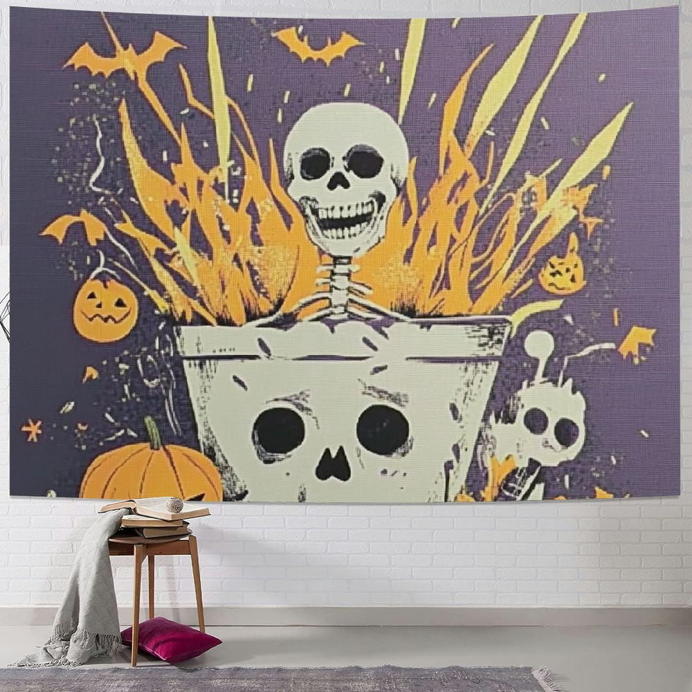 SHERONV Skeleton Tapestry Wall Hanging Graphic Tapestries Home Wall ...