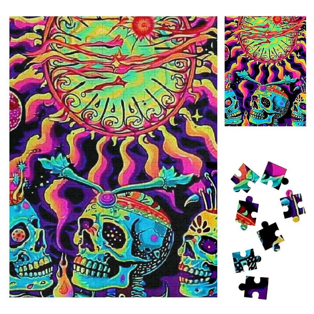 SHERONV Skulls Psychedelic Art Vertical Wood Puzzle for Adults ...