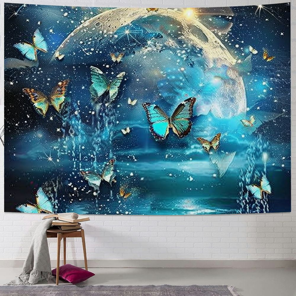 SHERONV Small Full Moon over Ocean Tapestry Wall Hanging Psychedelic ...