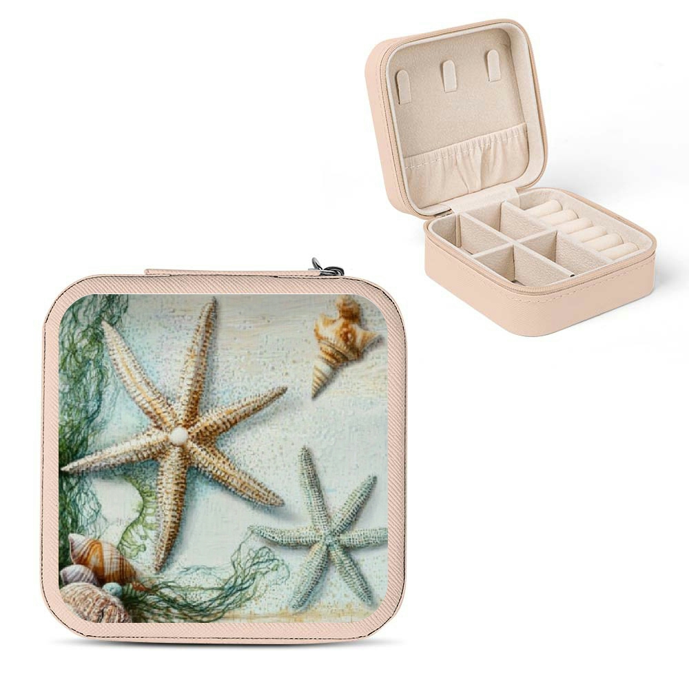 SHERONV Starfish Sea Shells Seaweed PU Leather Jewelry Box Pink ...