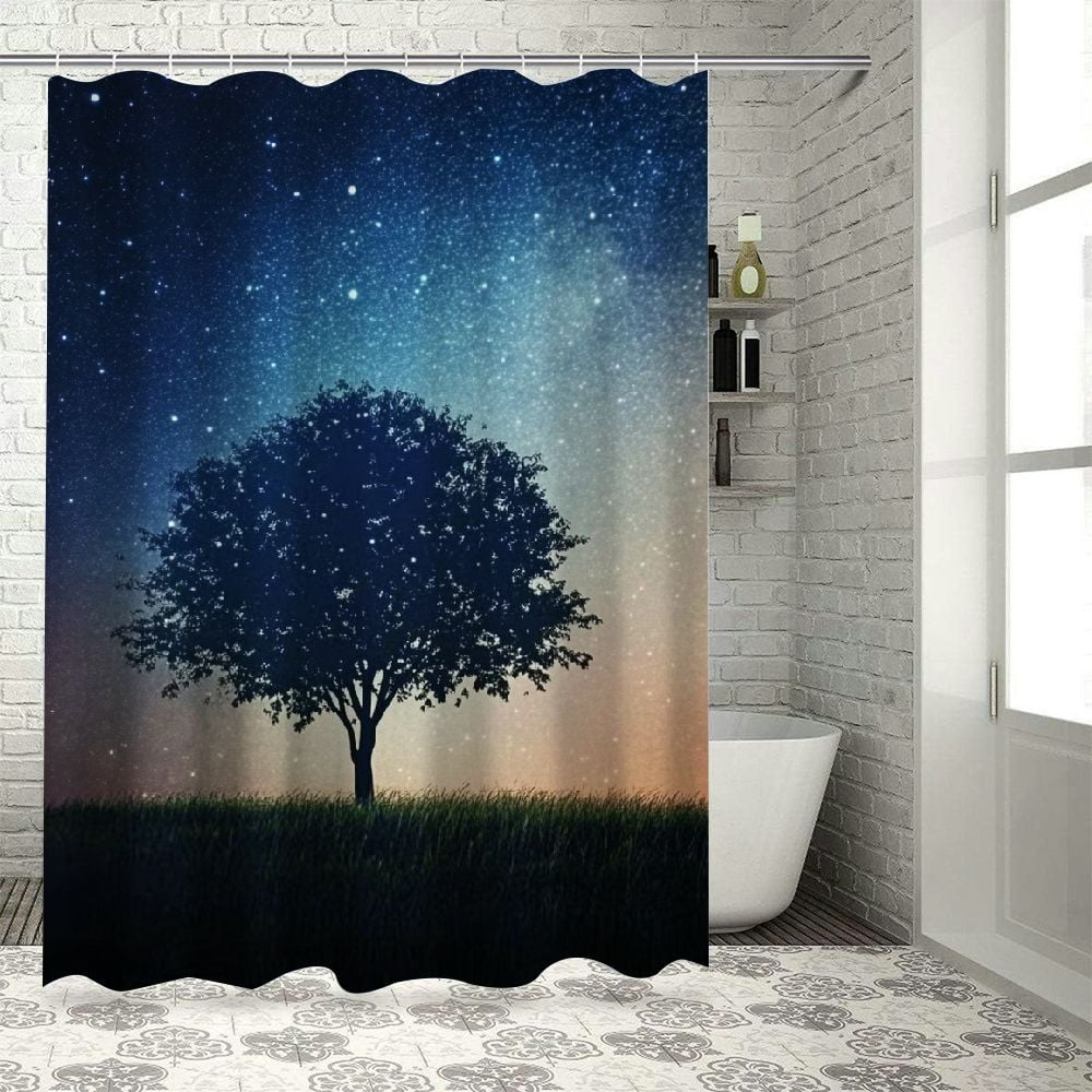 SHERONV Stars Bathroom Decor Set with Hooks, Chic Modern Shower Curtain ...