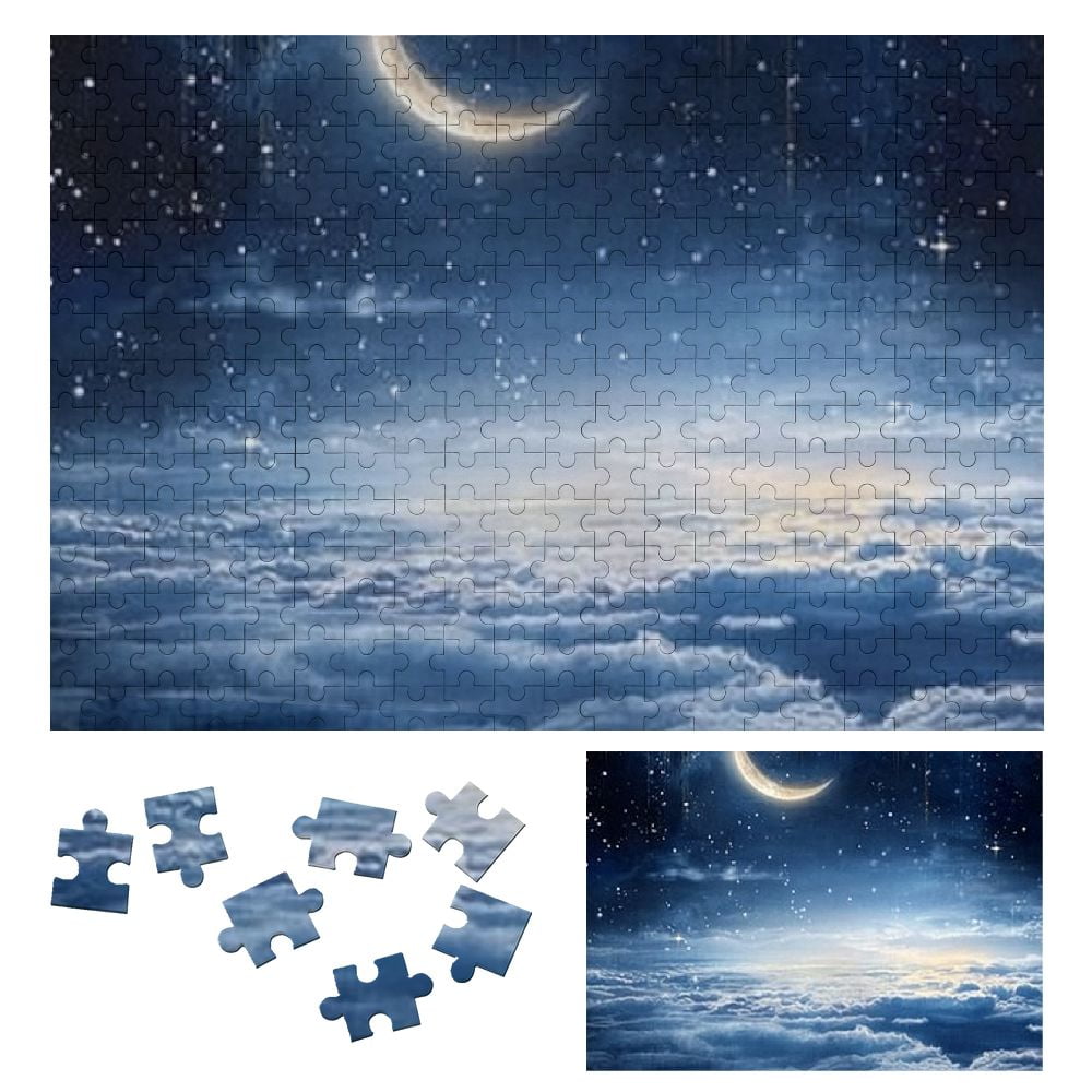 SHERONV Stars Crescent Moon Wooden Jigsaw Puzzle Impossible Wooden Puzzles Family Friends Gift ...