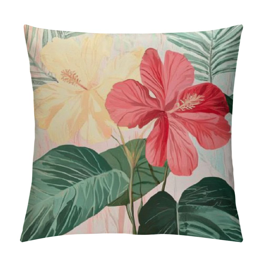 SHERONV Summer Tropical Leaf Pillow Cover Hawaiian Monstera Palm Leaves ...