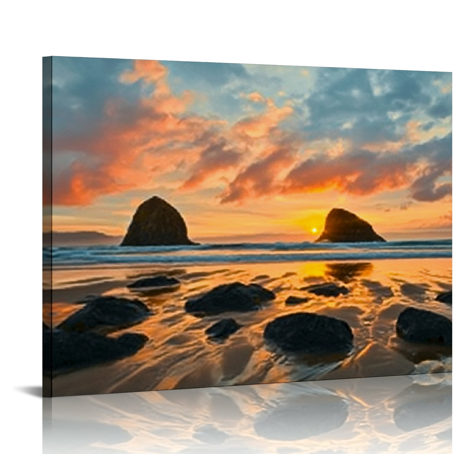 SHERONV Sunset on the haystack rocks at Cannon Beach Poster Canvas ...