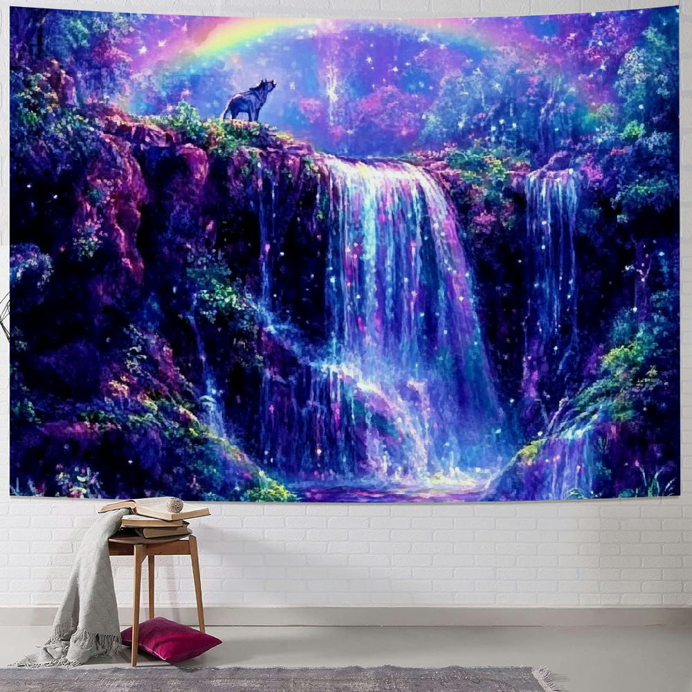 SHERONV Tapestry Fantasy Forest Tapestry Reactive Waterfall Rainbow ...