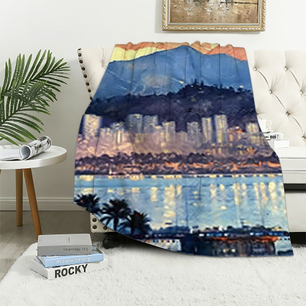 SHERONV Throw Blanket, San Diego at Sunrise in Harbor Waterfront ...