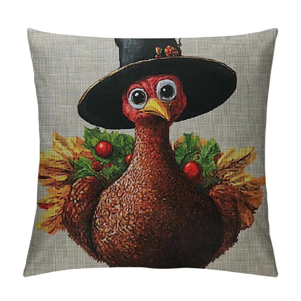 SHERONV Throw Pillow Covers Thanksgiving Day Turkey Bed Sofa Pillow ...