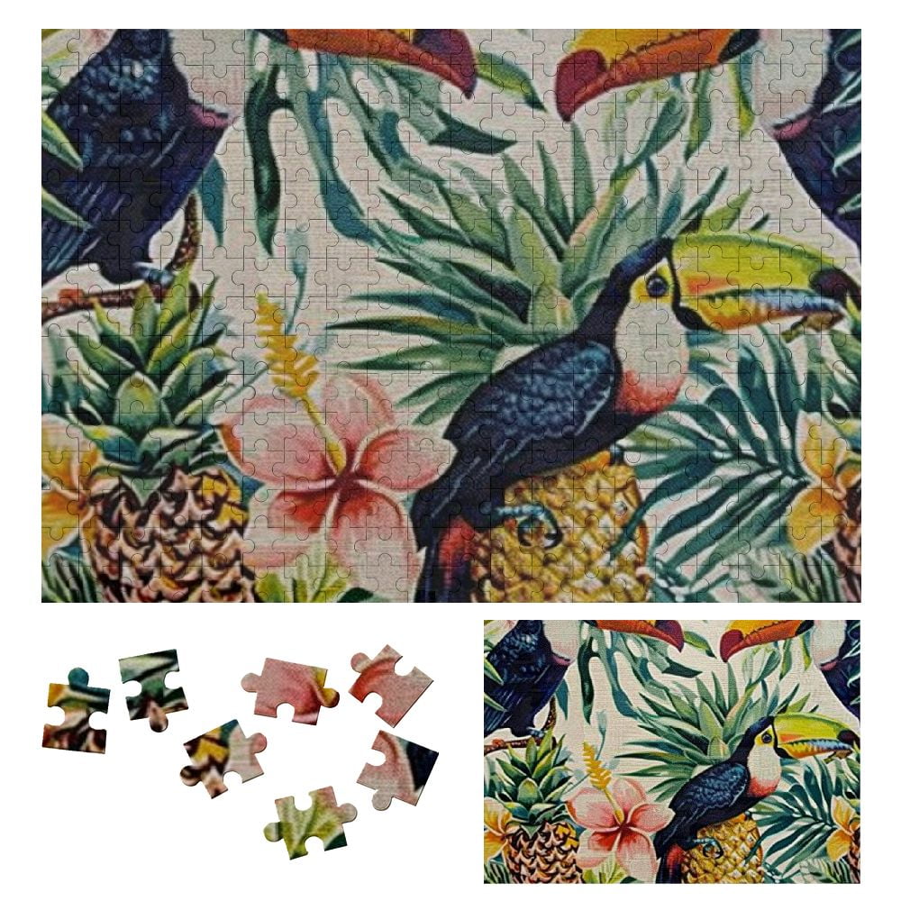 SHERONV Toucan Birds Flowers Pineapple Wooden Jigsaw Puzzle Challenging ...