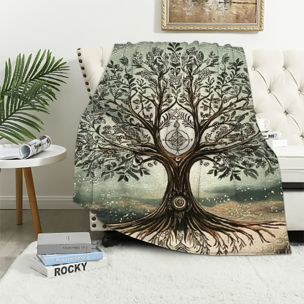 SHERONV Tree Of Life Moon Phases Sacred Geometry Blanket All Seasons ...