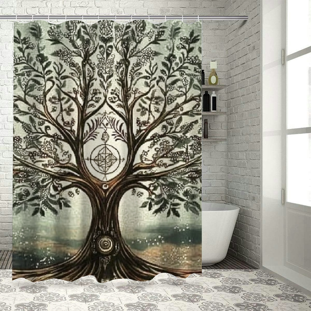SHERONV Tree Of Life Moon Phases Sacred Geometry Shower Curtain 69"x72 ...
