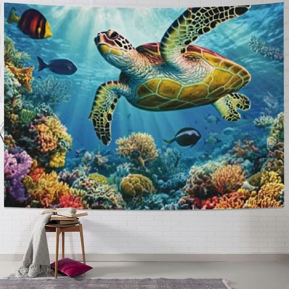 SHERONV Turtle Tapestry Wall Hanging Unique Style Graphic Tapestries ...