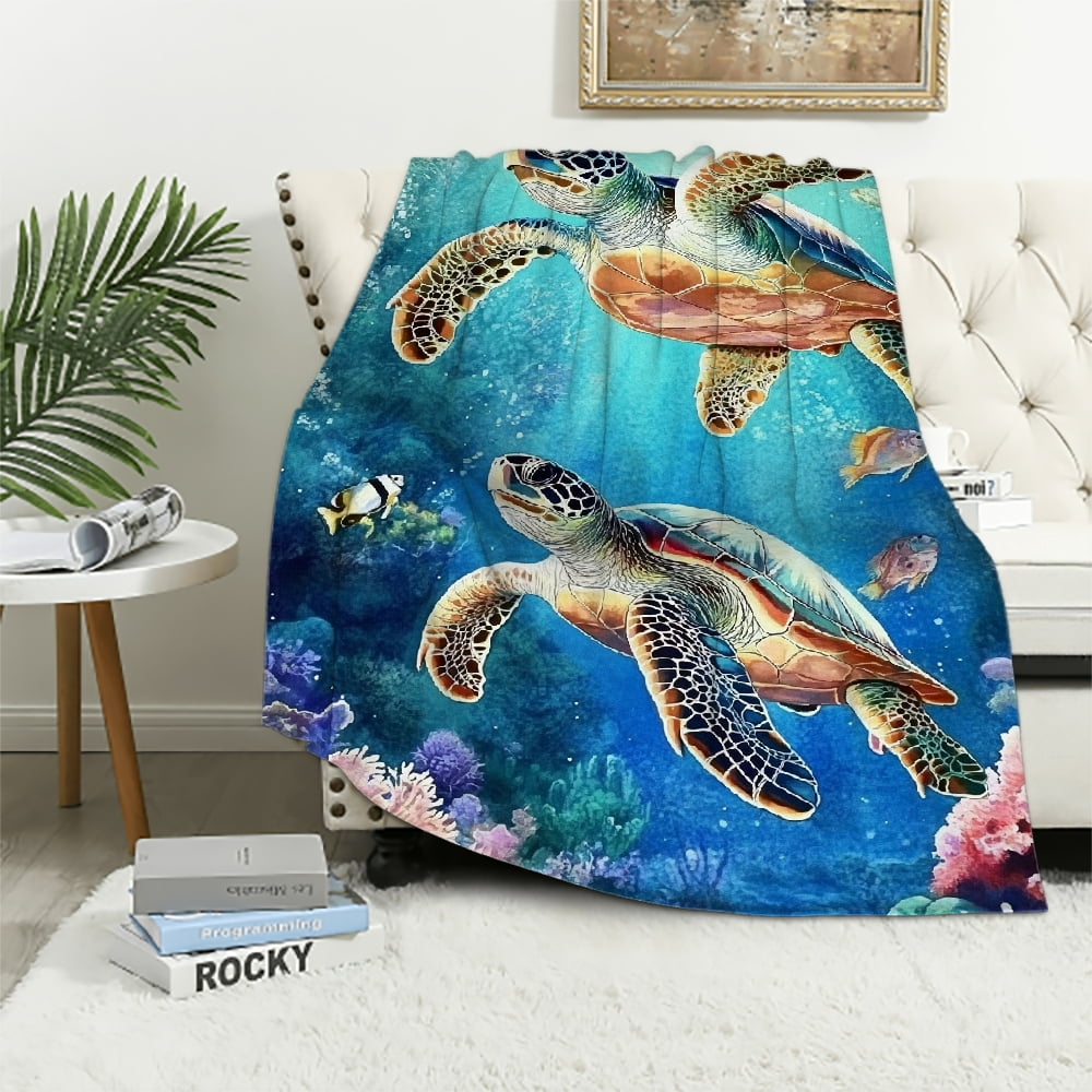 SHERONV Turtle flannel parabolic blanket for girls, boys and kids ...