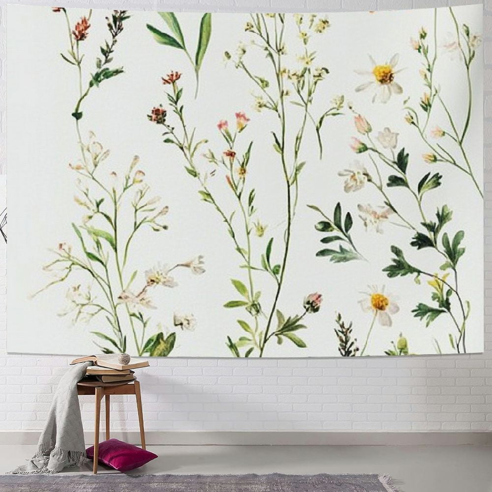 SHERONV Watercolor Flower Tapestry, Different Kinds of Flowers Herbs ...