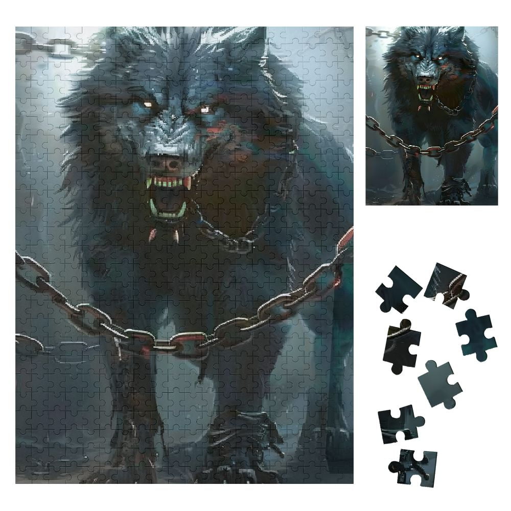 SHERONV Wolf Chains Teeth Wooden Jigsaw Puzzle Vertical Style Fun ...
